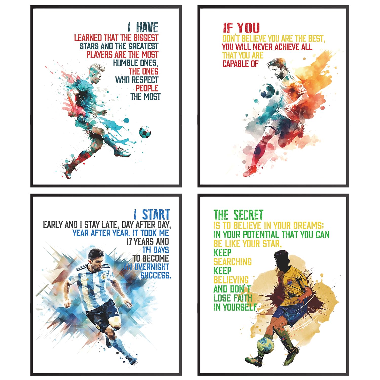 Amazon.com: Positive Quotes Soccer Posters For Boy Room Bedroom, Soccer ...