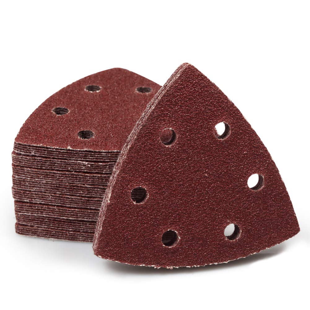 SPEEDWOX 50 Pcs Triangle Sanding Pads Hook and Loop 60 Grit Oscillating ...