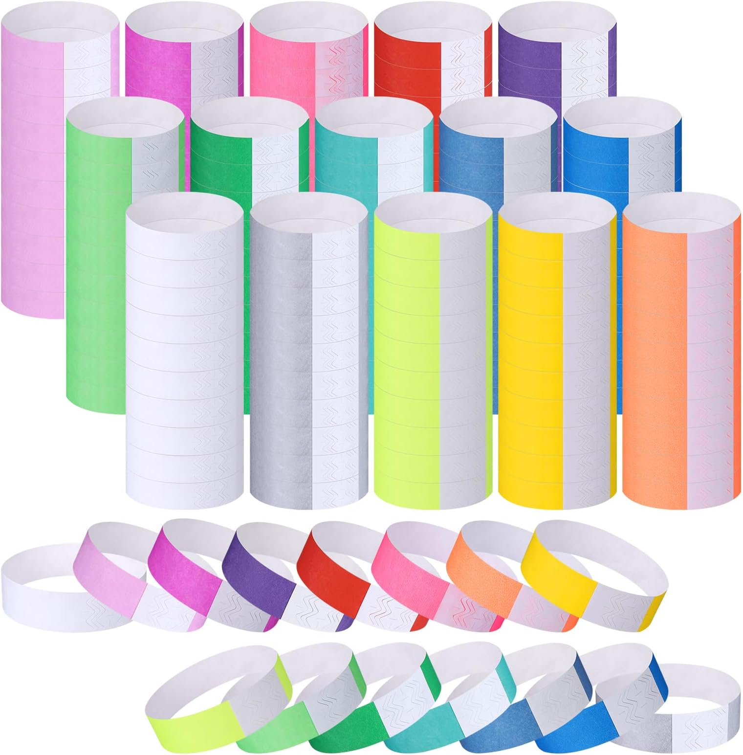 JIANTA 150 Pcs Wristbands for Events, Waterproof Neon Wrist Bands ...