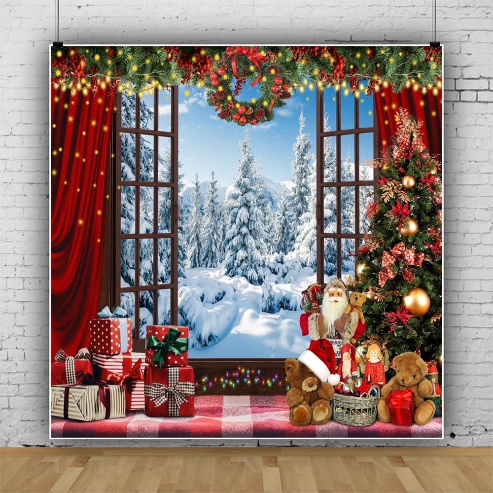 Amazon.com : Christmas Window Backdrop for Photography 7x5ft Winter ...