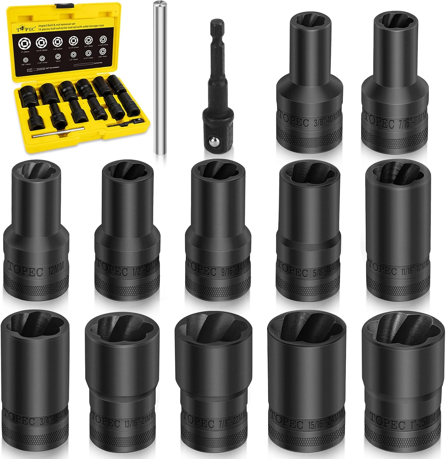 Amazon.com: Topec 14PCS Lug Nut Removal Tool, 1/2" Drive Lug Nut ...