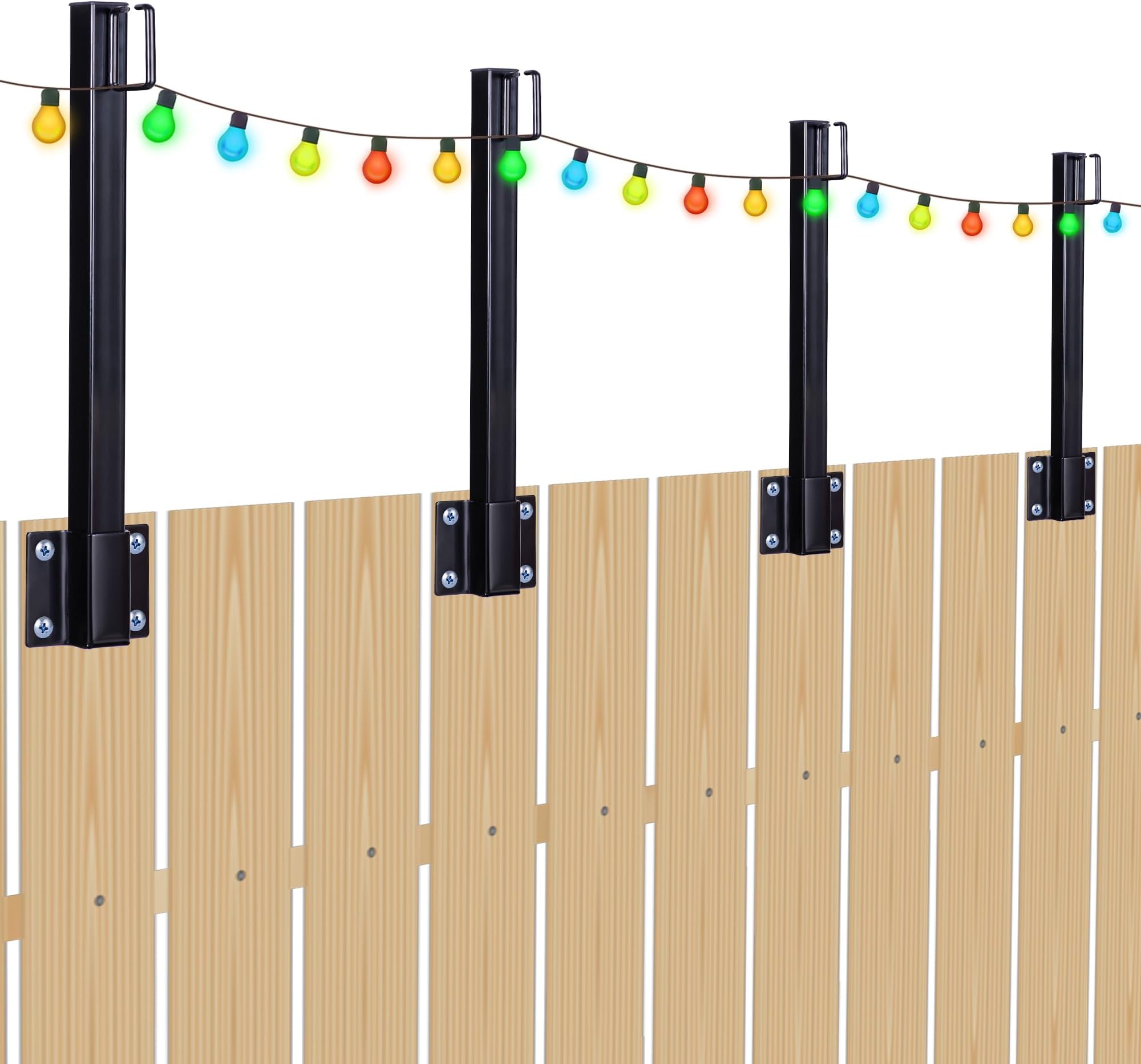 Meruzy Hanging String Light Poles 4 Pack - Outdoor Metal Posts with ...