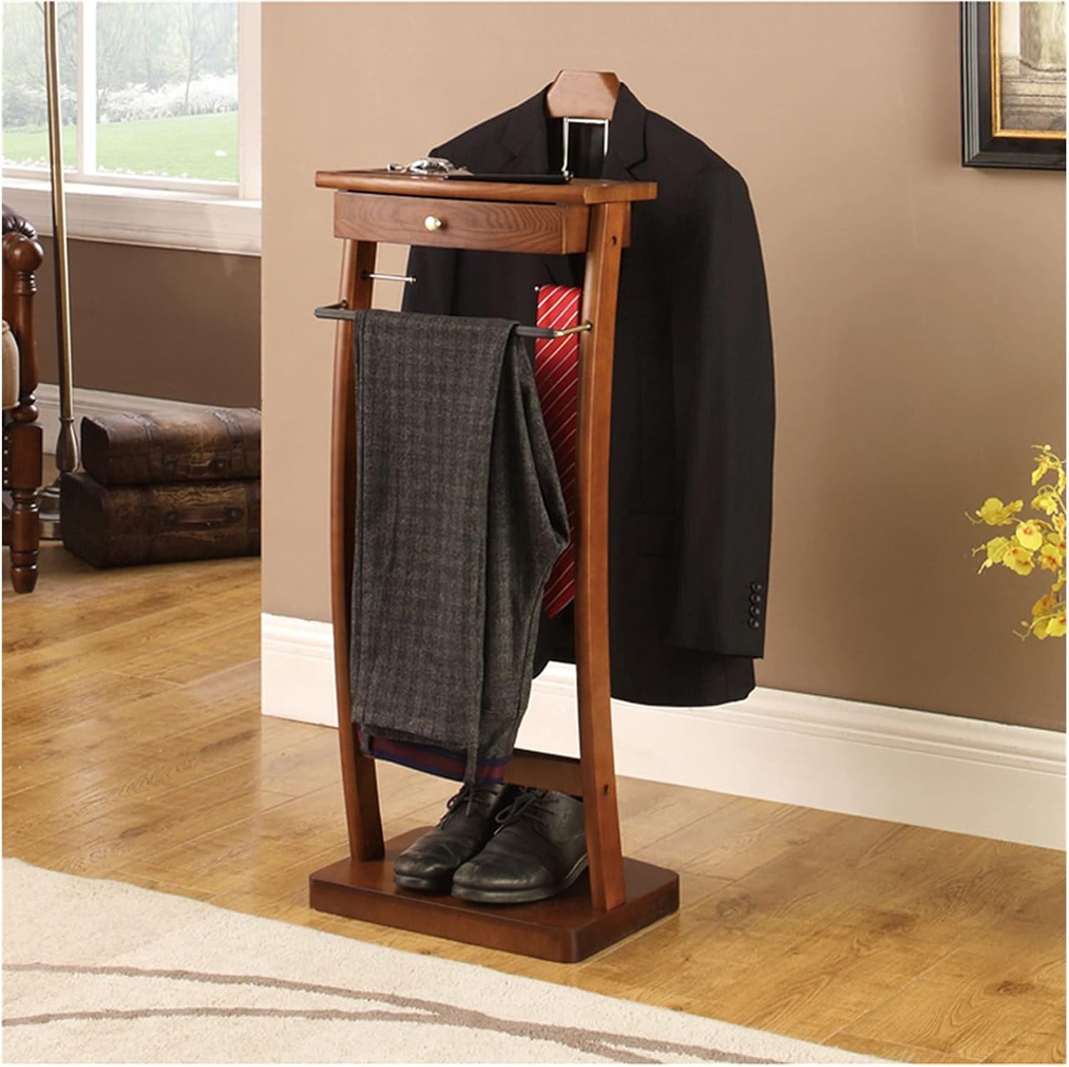 Amazon.com: Valet Stand Suit Butler With Drawer Men's Valet Coat Stand ...