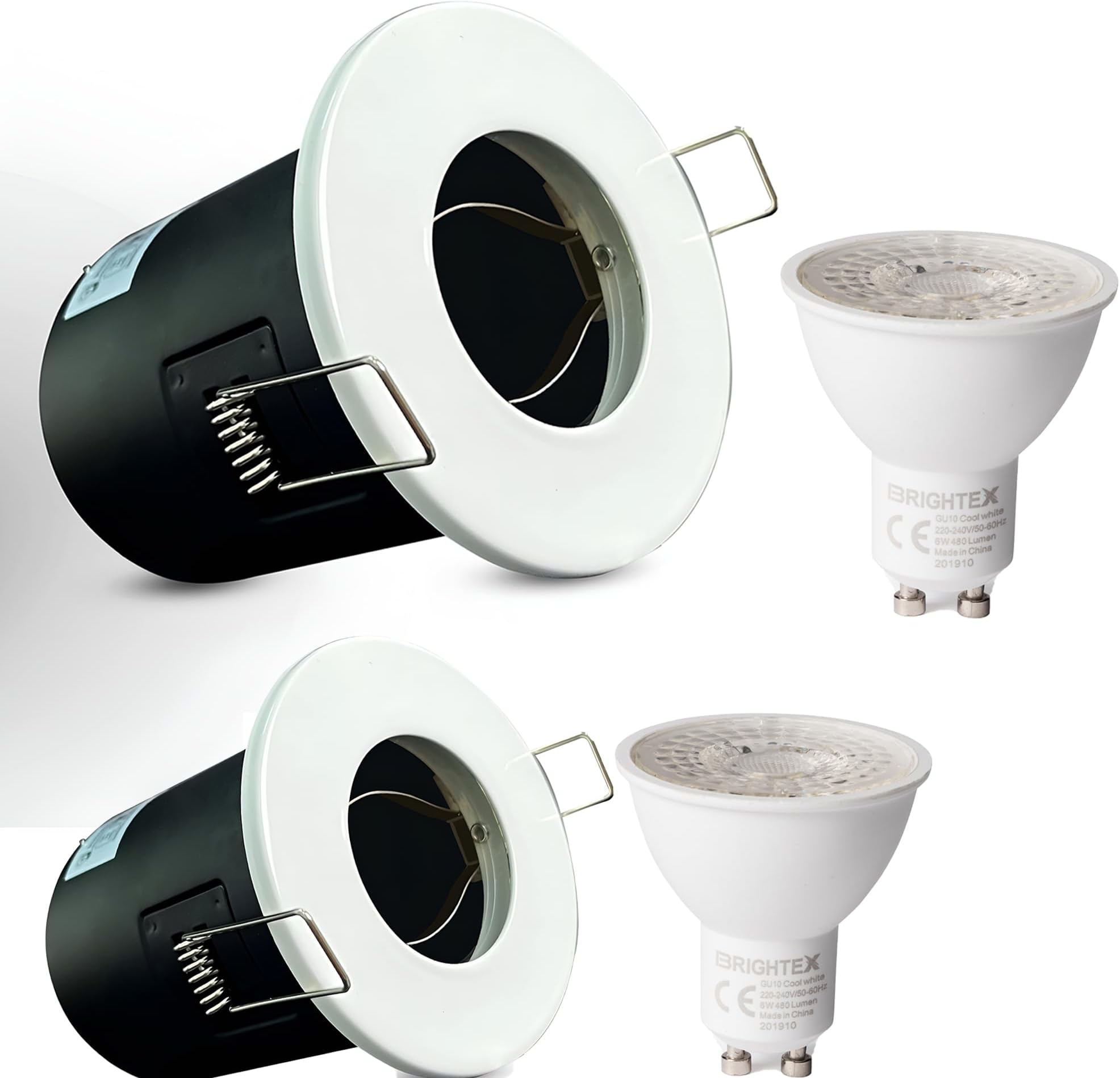 Brightex, Pack of 2 White Downlights IP65 Gu10 Fire Rated Ceiling ...