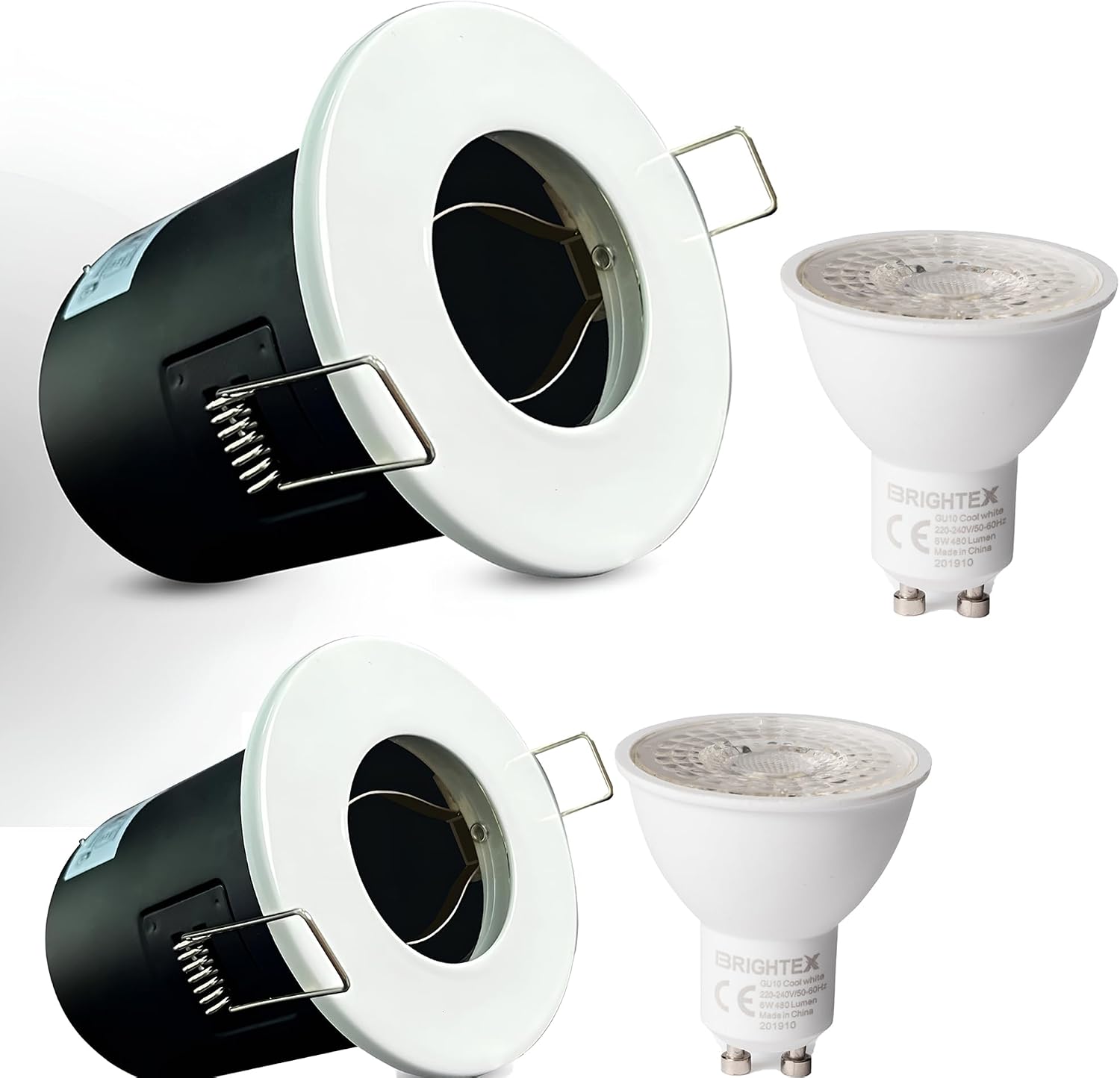 Brightex, Pack of 2 White Downlights IP65 Gu10 Fire Rated Ceiling ...