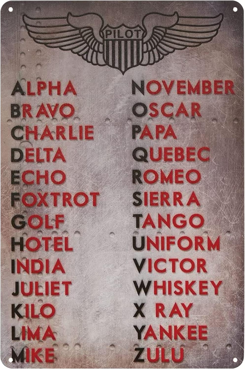 Amazon.com: Pilot Code Metal Poster Phonetic Alphabet Tin Sign Vintage ...