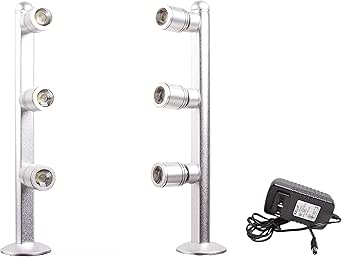 LEDUPDATES 2pcs Showcase LED Light 8 inches 4000K 3-Spotlight Pole Stem ...