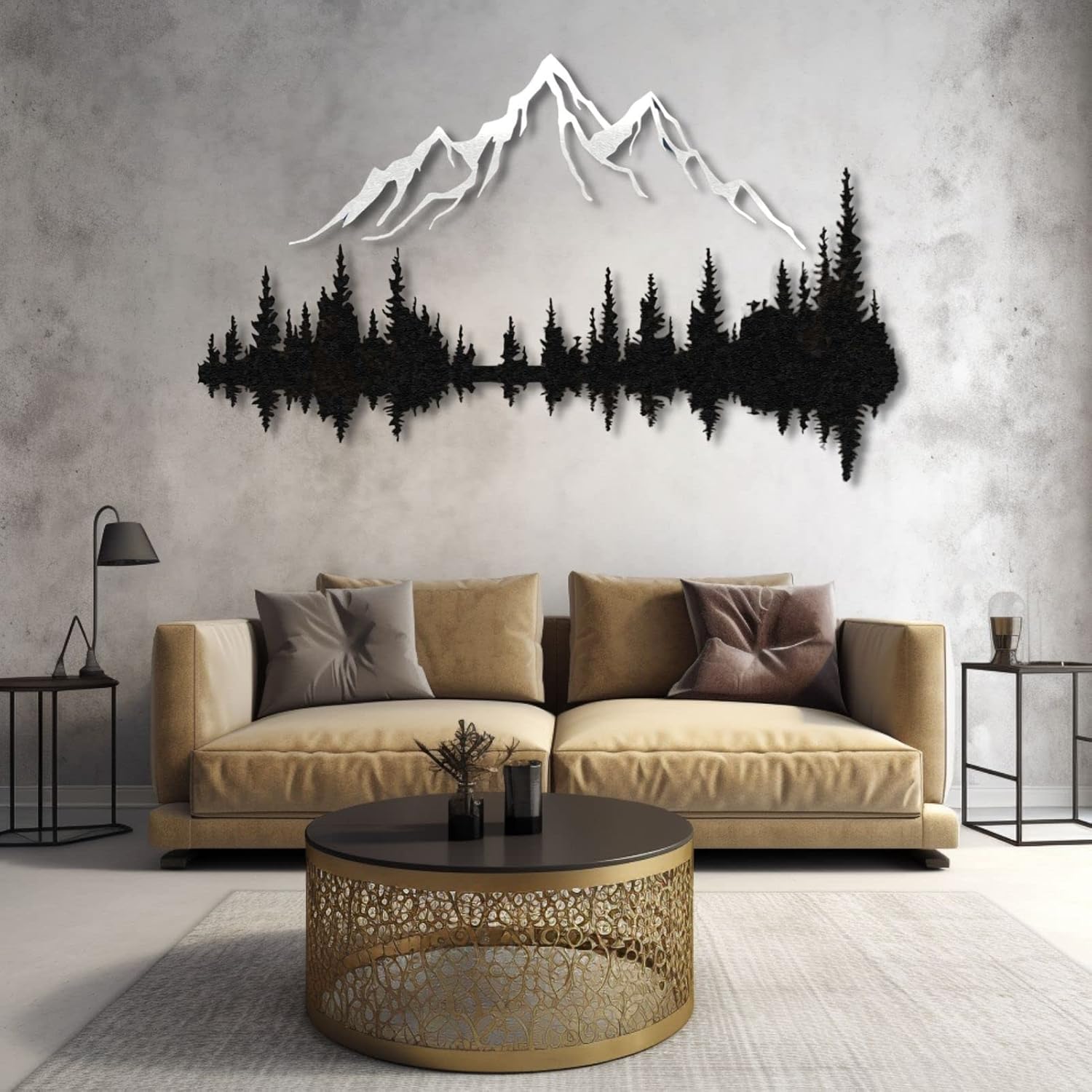 Mountain and Forest Metal Wall Art, Hill and Trees Metal Wall Decor ...