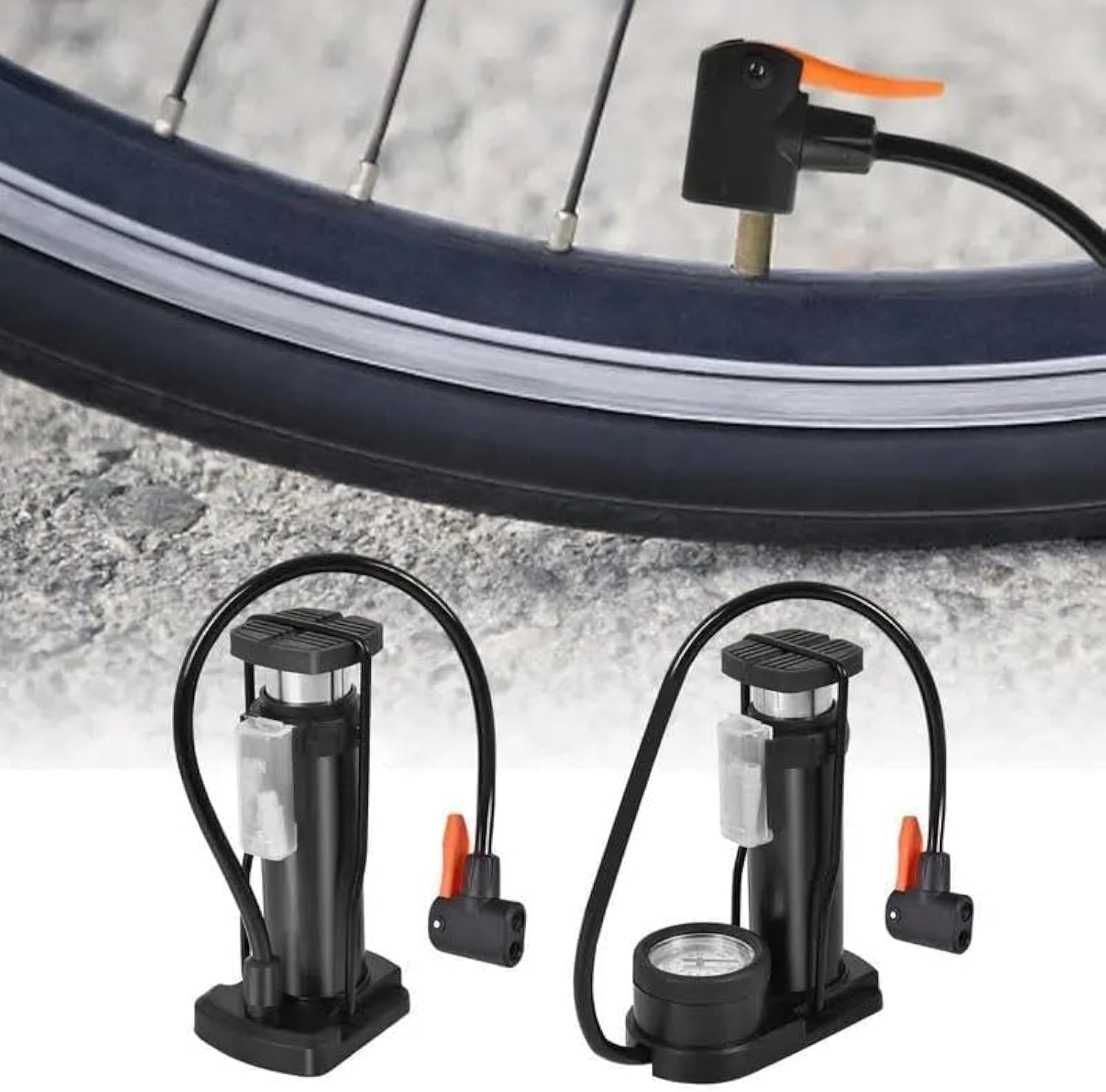 QSHOP® Bicycle Air Pump Portable Bicycle Tire Inflator Handheld Foot ...