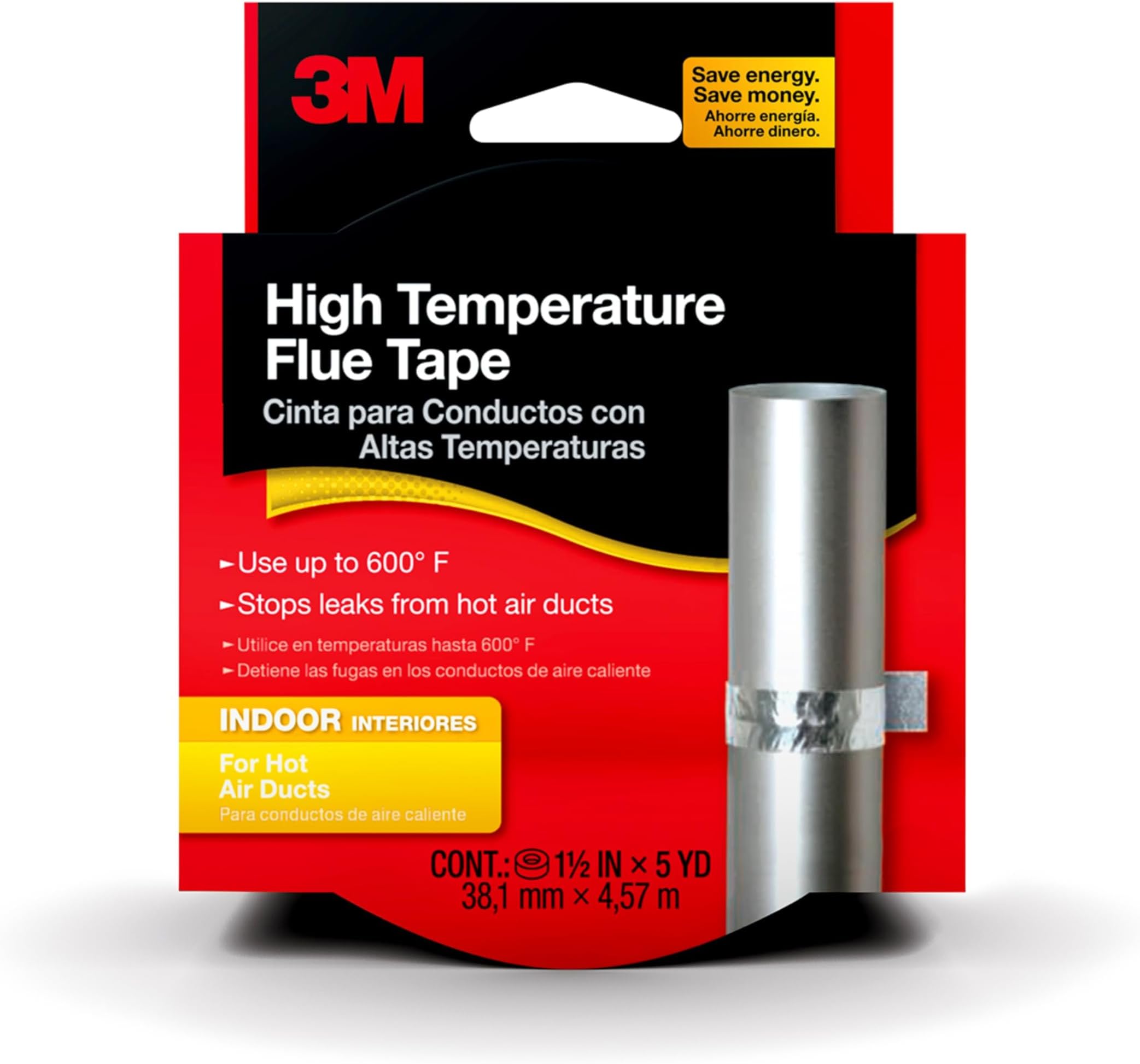 3M 2113NA High-Temperature Flue Tape, 1.5" X 5 yd Silver, 1 Roll/Pack ...