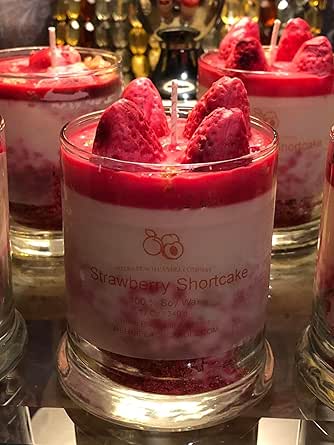 Amazon.com: Strawberry Shortcake Cake Soywax Candle 12oz | Handmade ...