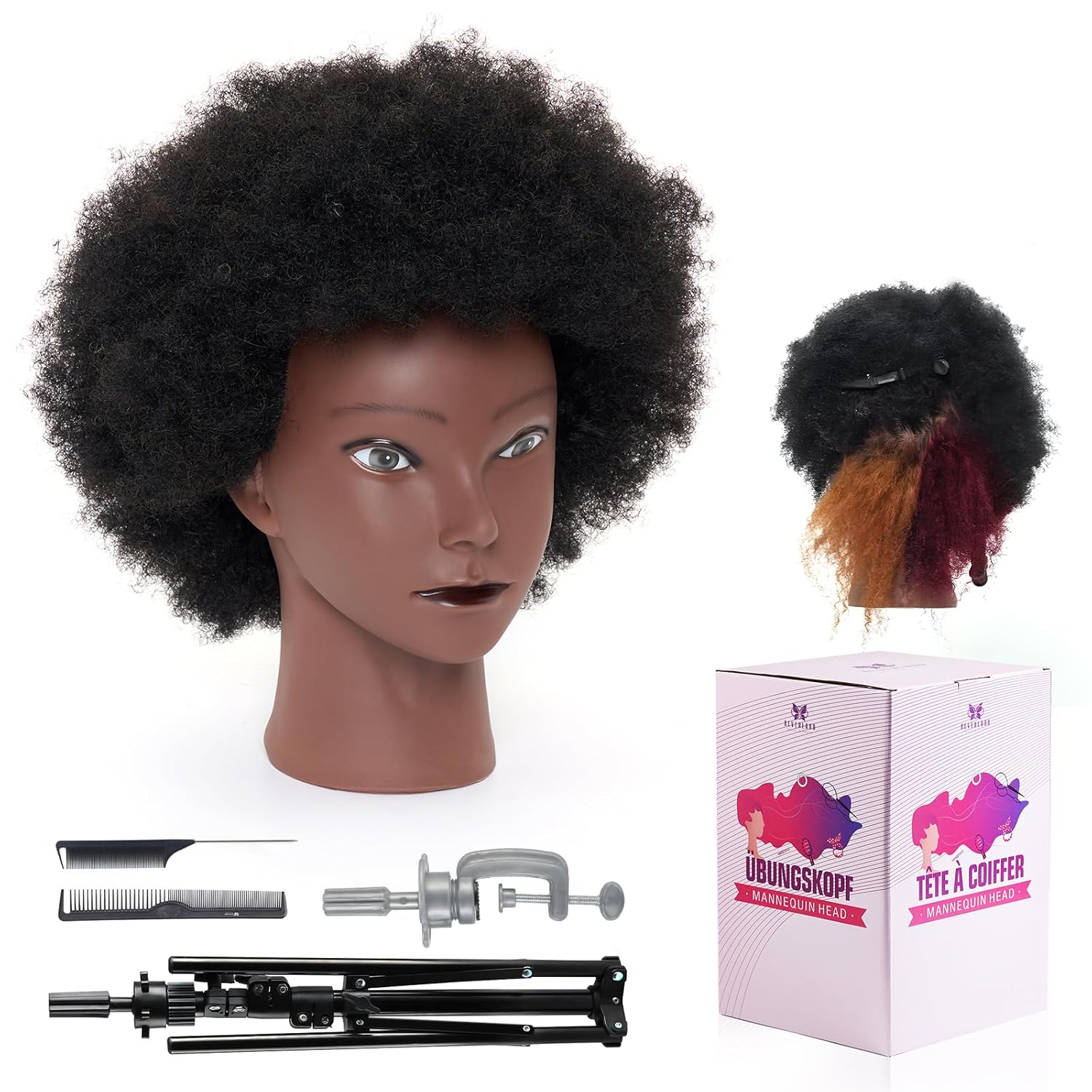 Amazon.com: 100% African Mannequin Head Human Hair,4C Afro Curly ...