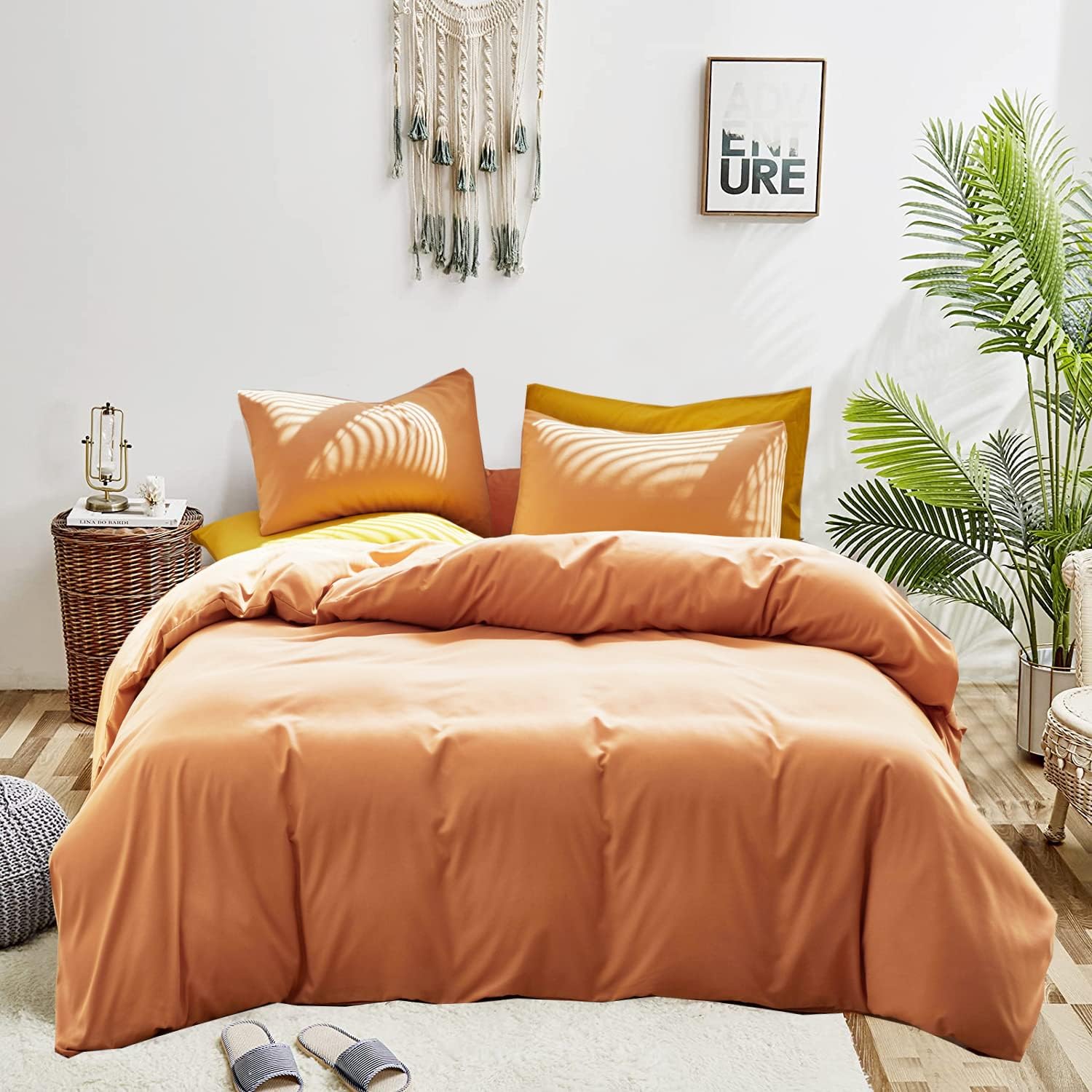 Amazon.com: Pureant Peach Comforter Sets Queen Women Girls Grapefruit ...