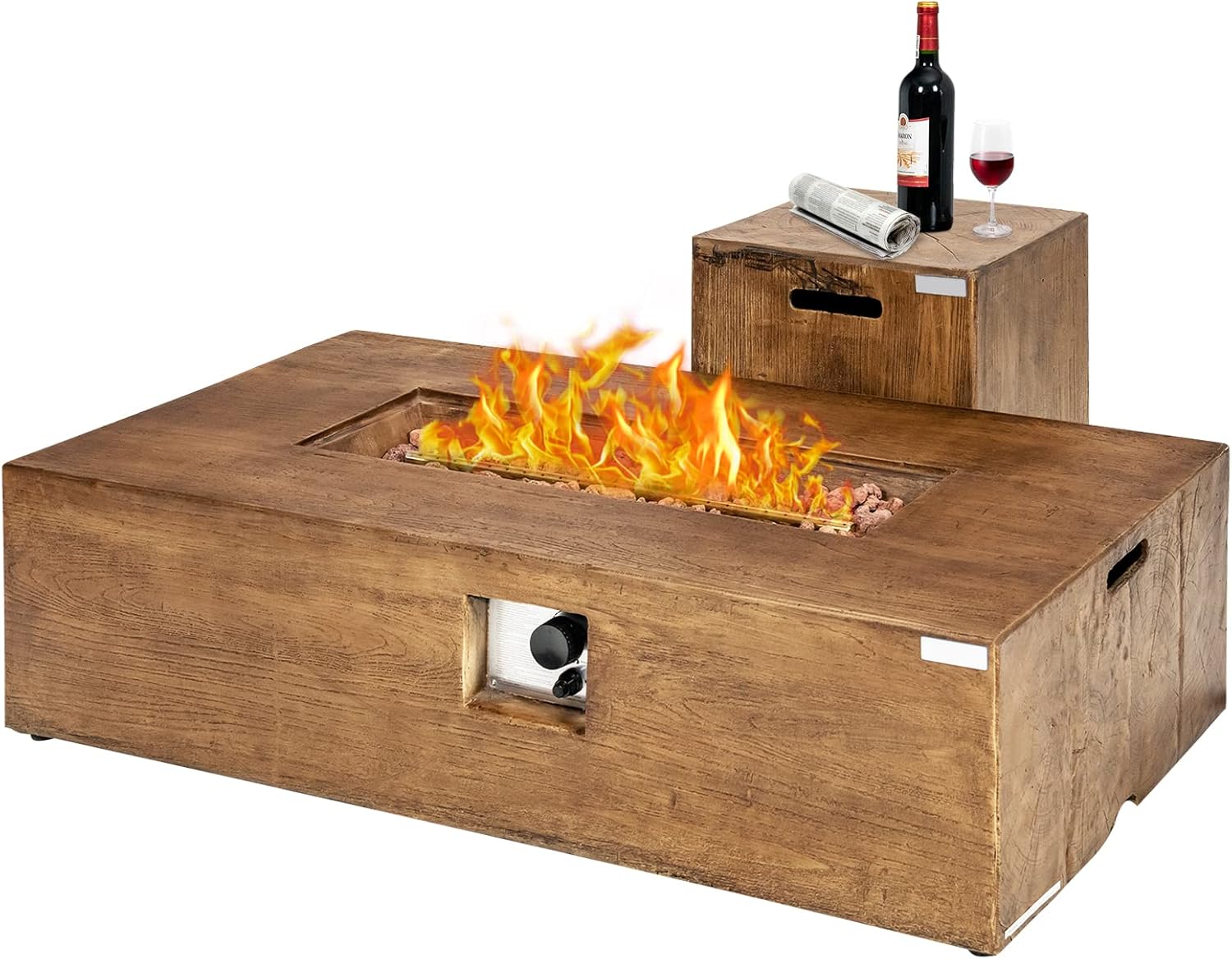 Amazon.com: Tangkula 2 Pieces Outdoor Propane Fire Pit Table Set ...