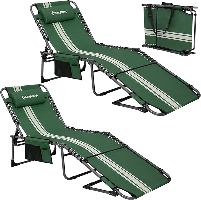 Amazon.com : KingCamp 2 Pack Folding Lounge Chair Outdoor, Portable ...