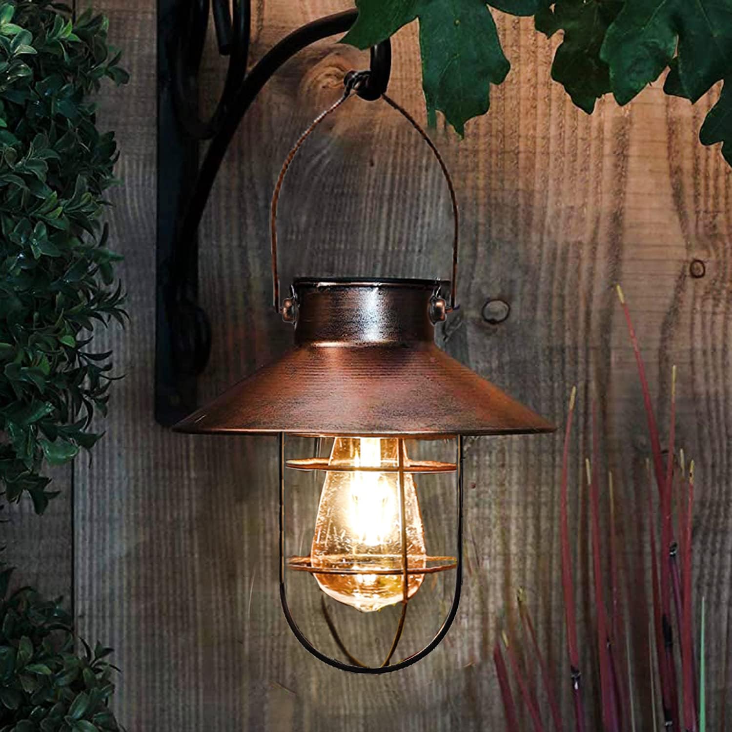 Outdoor Solar Hanging Lanterns Vintage Garden Solar Light with Warm LED ...