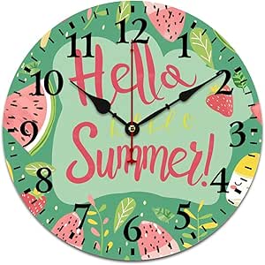 Amazon.com: HighonHi Wooden Wall Clock Hello Summer with Watermelon and ...