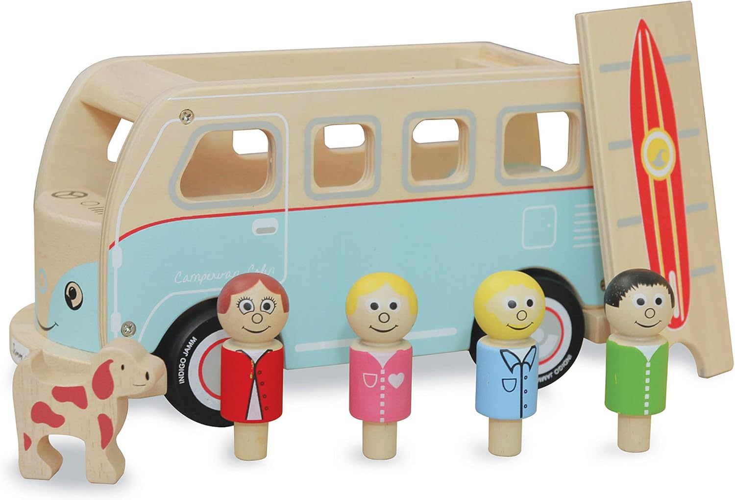 Indigo Jamm Colin Camper Van, Retro Classic Wooden Toy Vehicle with ...