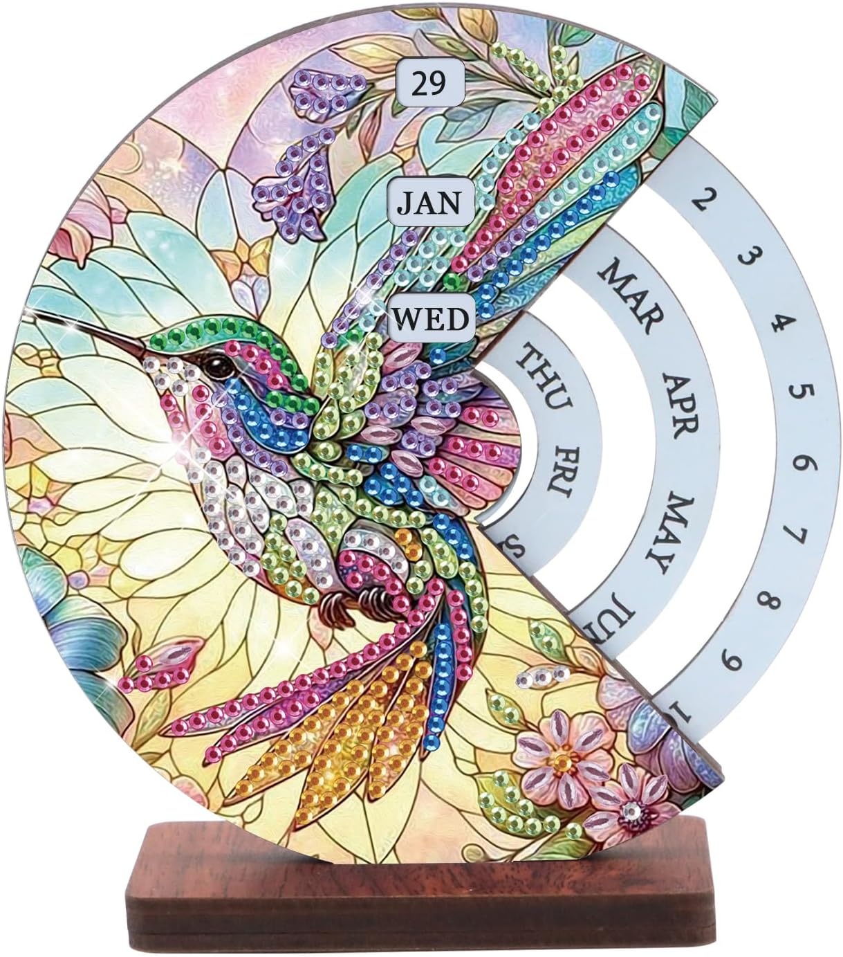 Amazon.com: MVVMTOP Diamond Painting Wooden Rotating Calendar Kit ...