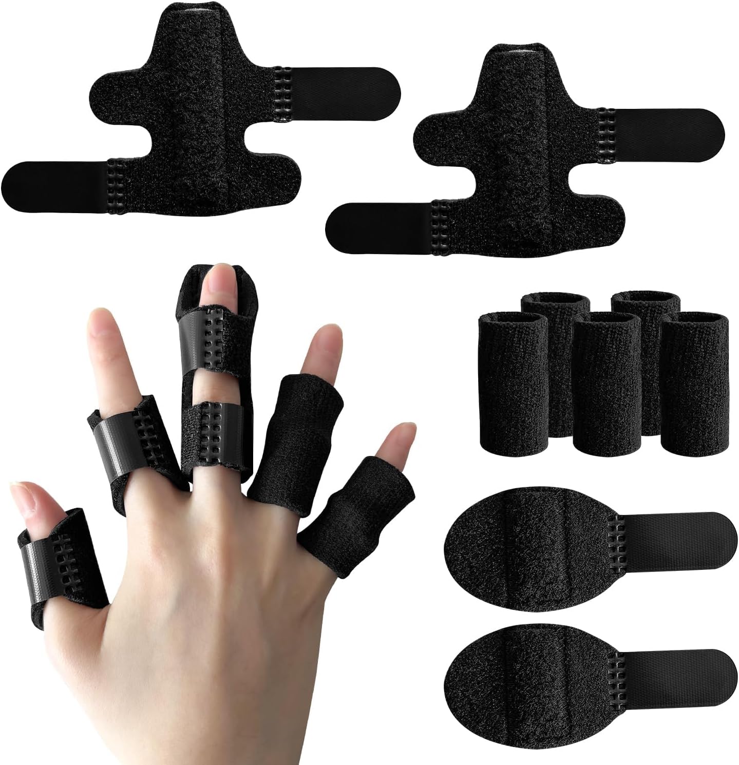 2 Pcs Trigger Finger Splint,FUNCYboo 5 Pcs Finger Sleeves,2 Sizes Pain ...