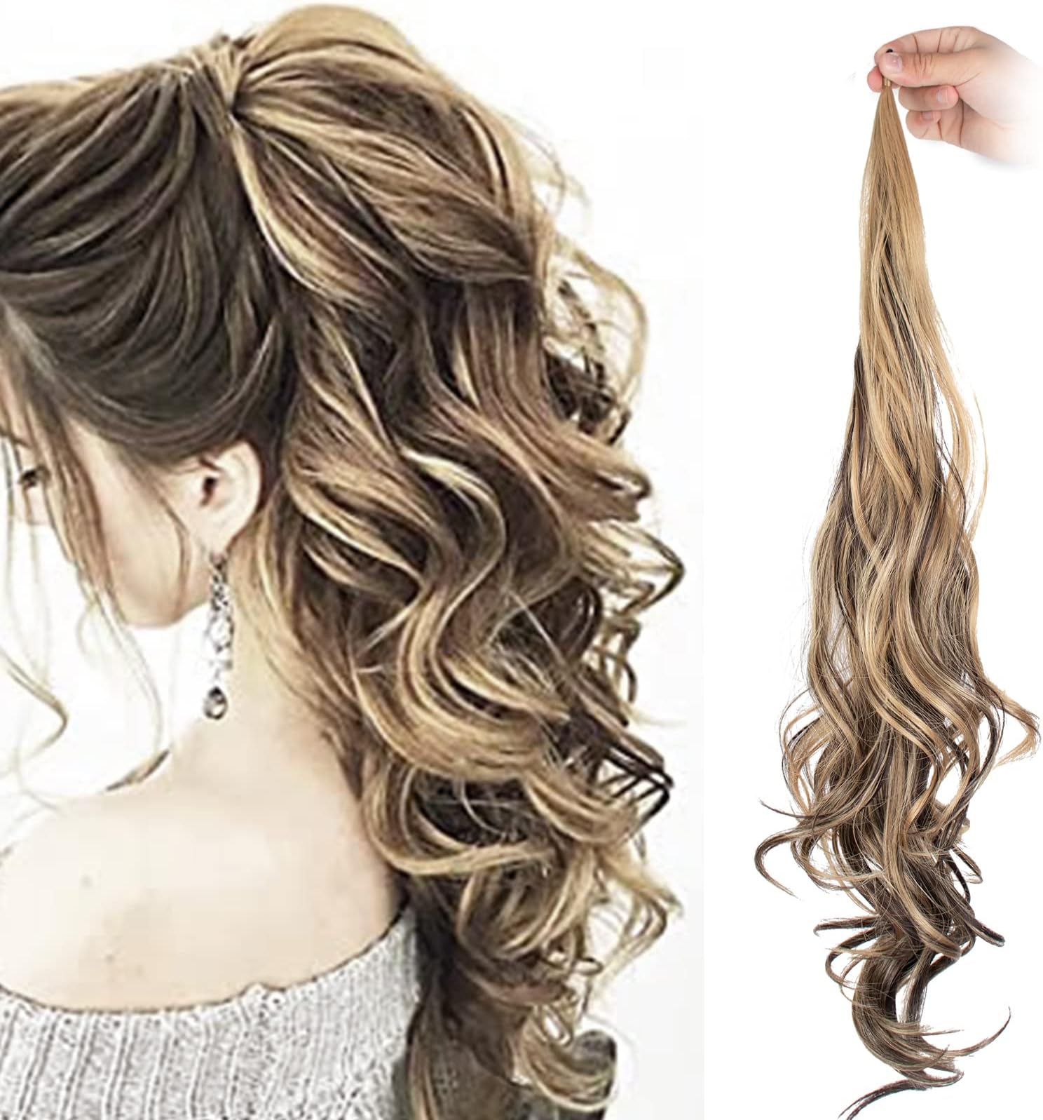 Amazon.com : LONAI Ponytail Extensions, Versatile Elastic Band Black ...