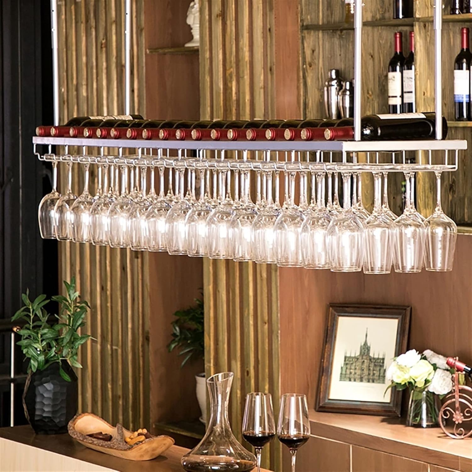 Amazon.com: ESSBAG Wine Rack, Shelf Ceiling Wine Rack, Two-in-one Wine ...