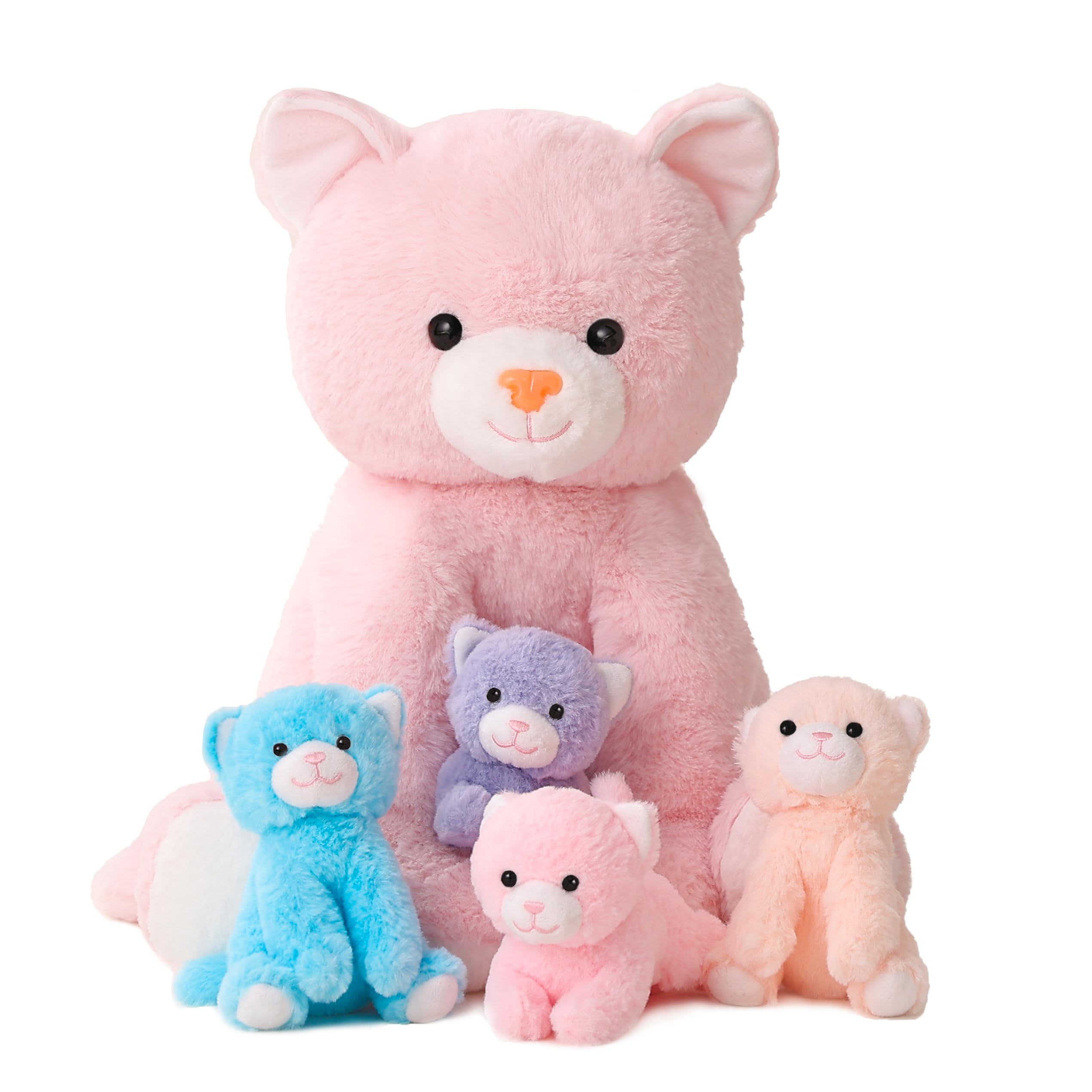 Amazon.com: 5 Pieces Cat Stuffed Animals for Girls,1 Mommy Cat with 4 ...