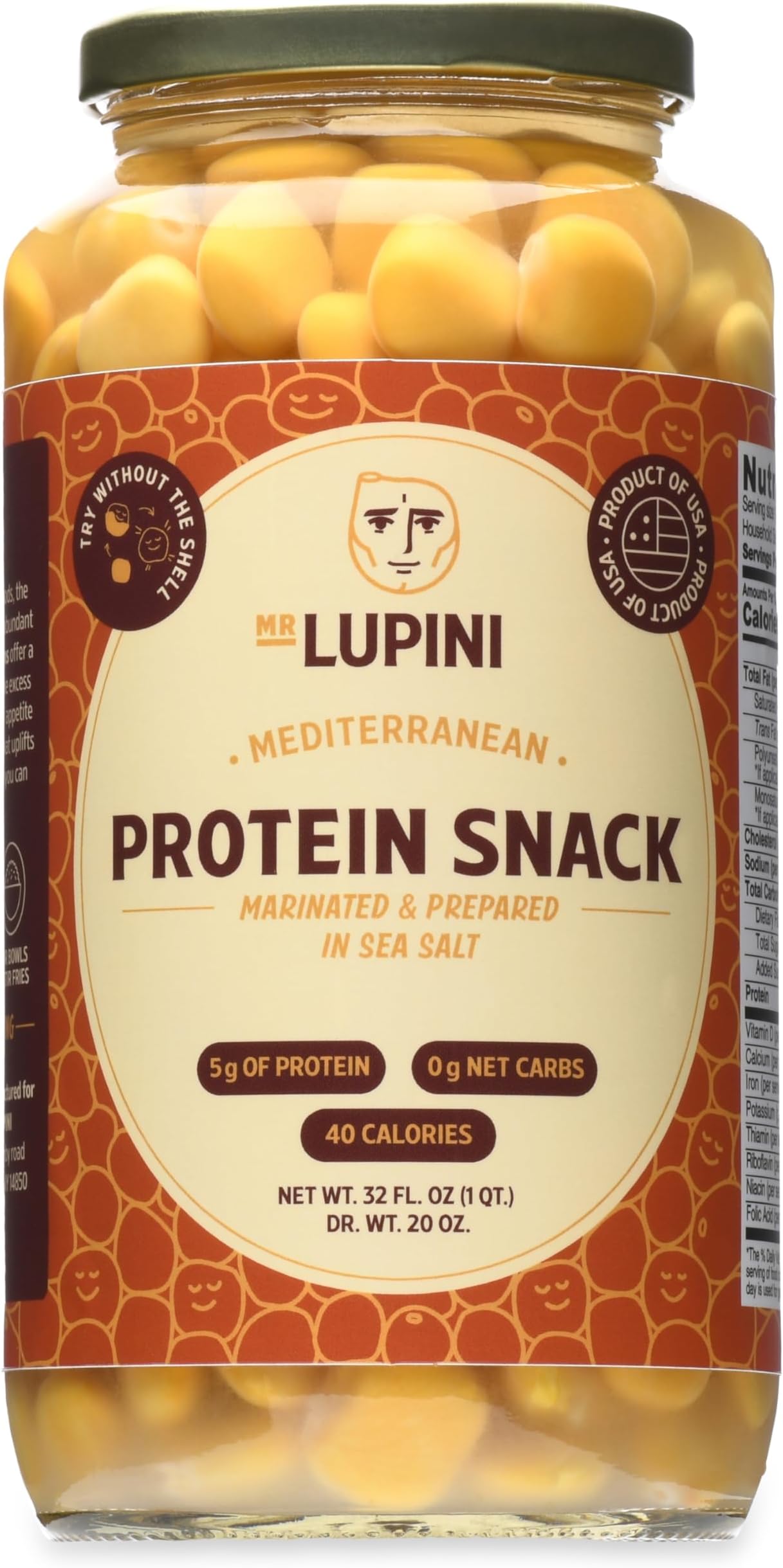 Amazon.com : MR. LUPINI Lupini Beans Snack - 32 oz Jar | High Protein ...