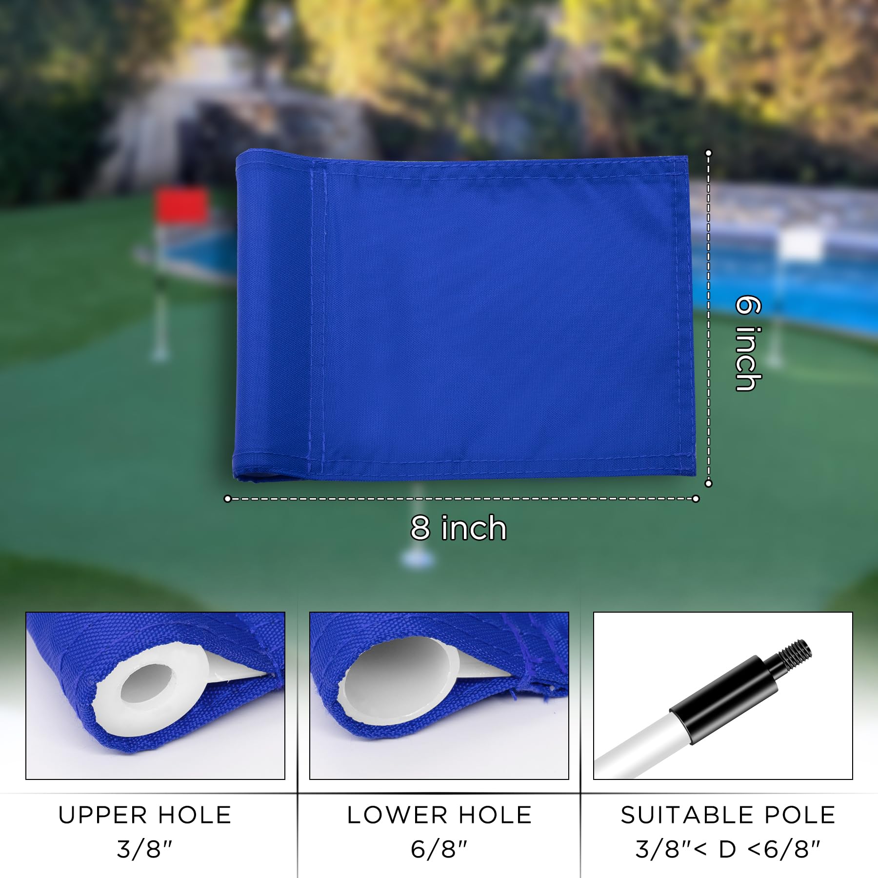 Snapklik.com : Golf Flag 8x6 Inch - Plain Blue, 420D Nylon, Tube ...