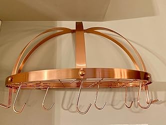 Amazon.com: Old Dutch Half-Round Pot Rack with Grid & 12 Hooks, Copper ...