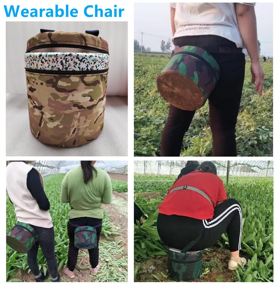 NATURAL Castle Wearable Portable Garden Stool Bench Chair Seat Work ...