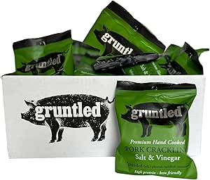 Gruntled Salt & Vinegar Premium Double Hand Cooked Pork Crackling High ...