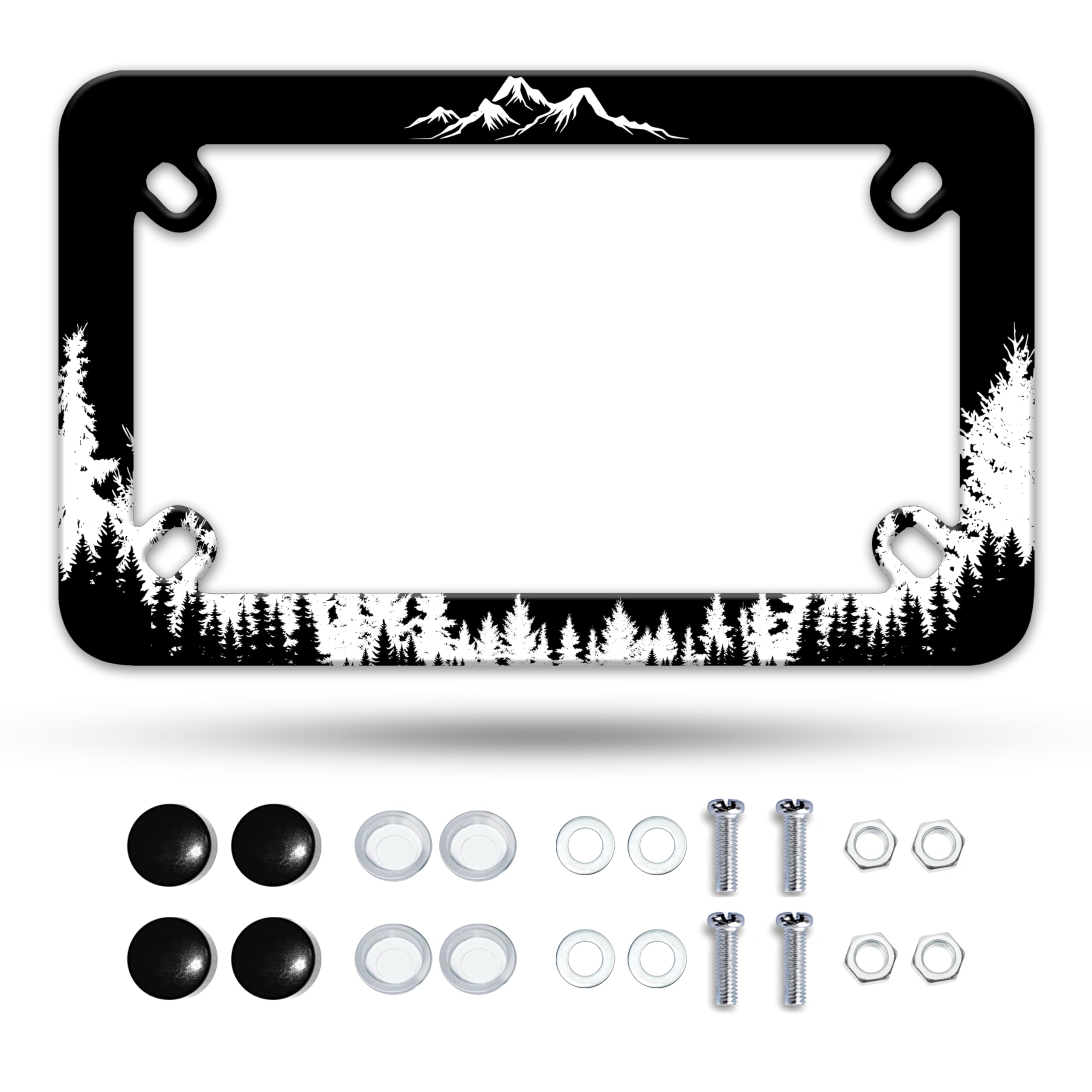 Amazon.com: Motorcycle Mountain Forest License Plate Frame Mountains ...