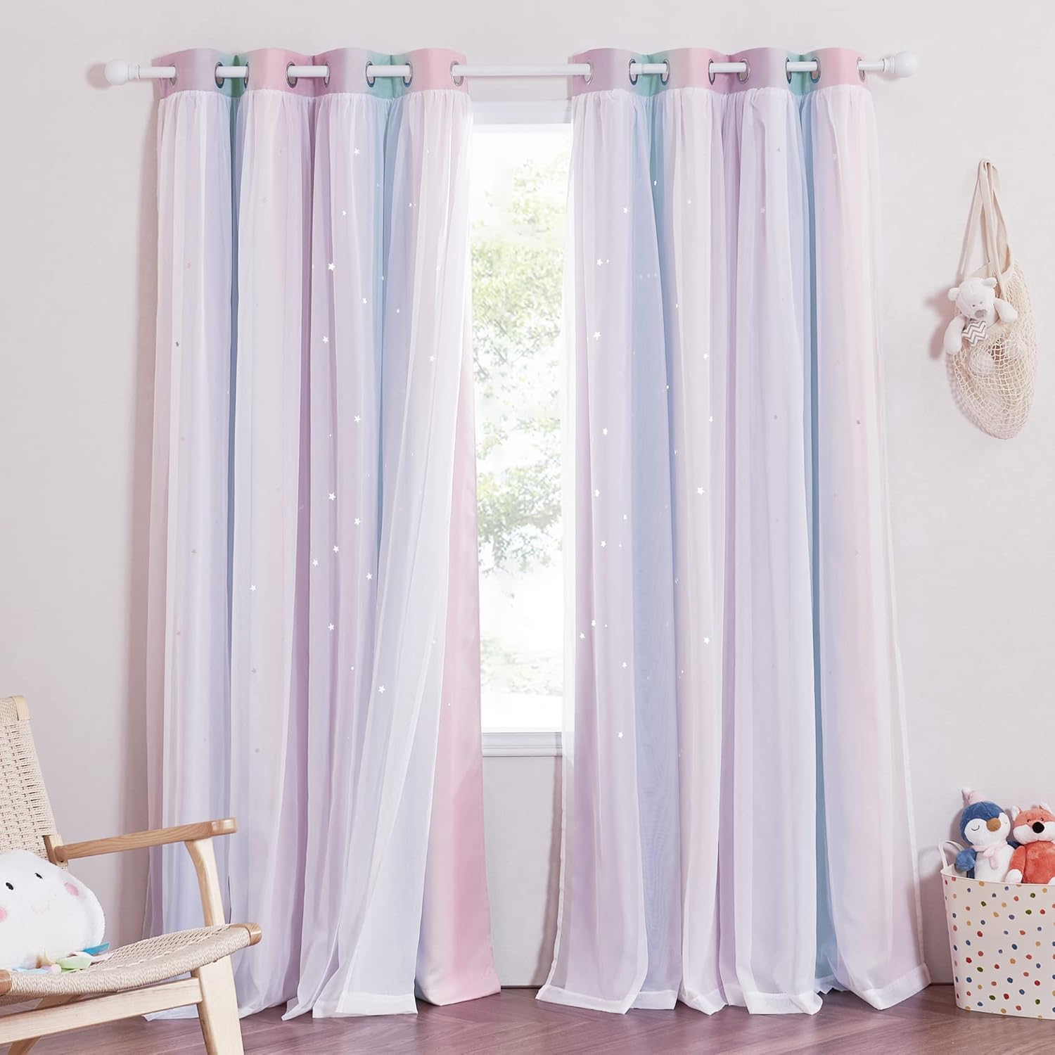 Amazon.com: NICETOWN Curtains for Girls Bedroom Kids Curtain Star ...