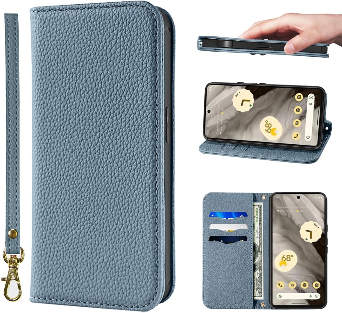NanHou Google Pixel 8 Pro Case Microfiber Leather RFID Blocking Wallet ...