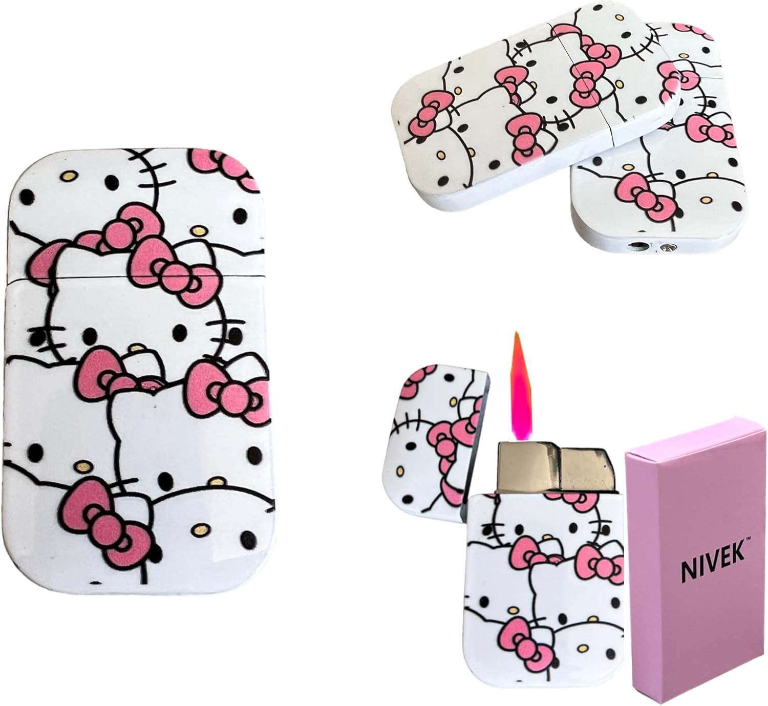 Amazon.com: NIVEK Kulomi Lighter Kitty KT Torch Lighter Pink Flame ...