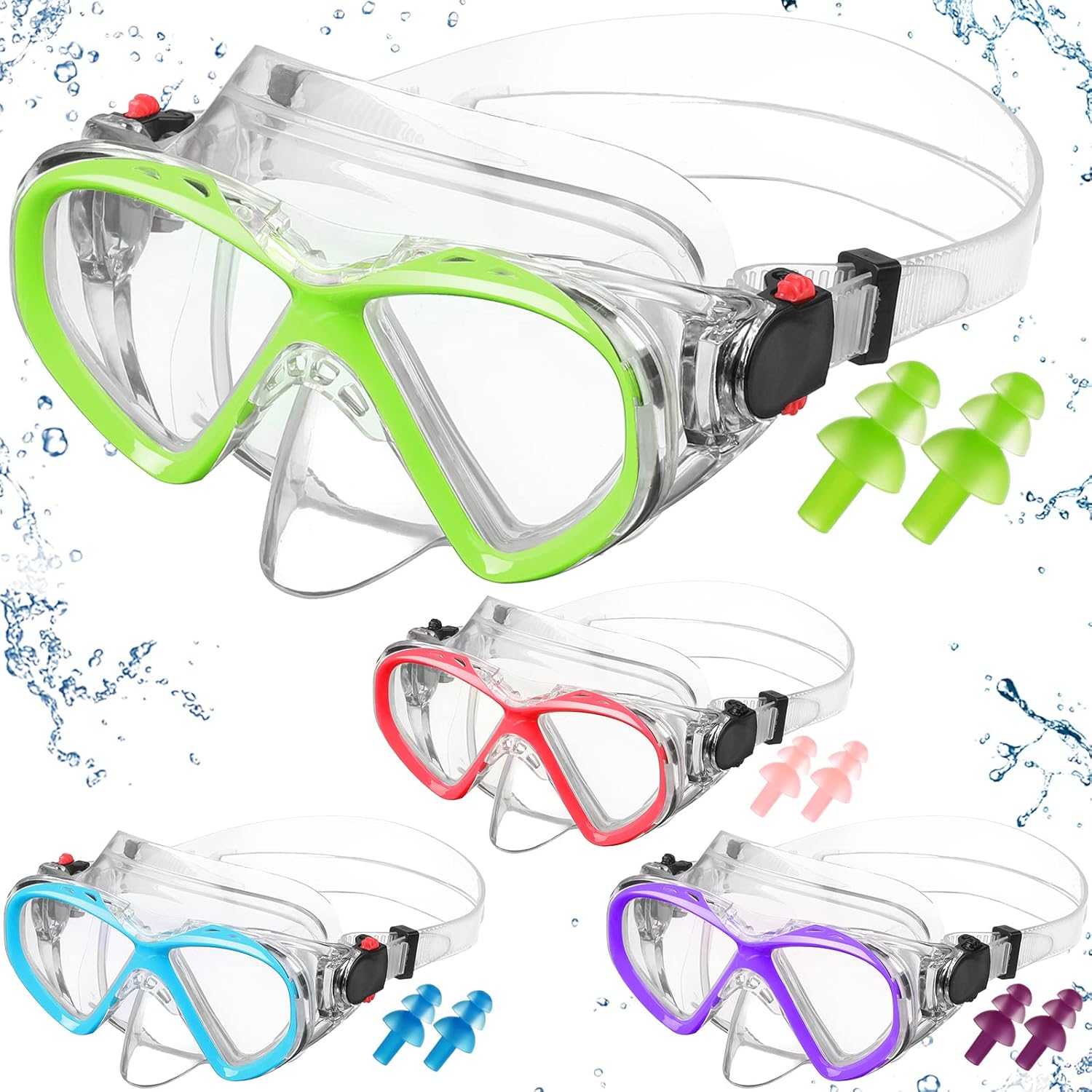 Amazon.com : Hoteam 4 Pcs Unisex Swim Goggles for Kids 6-14 Tempered ...