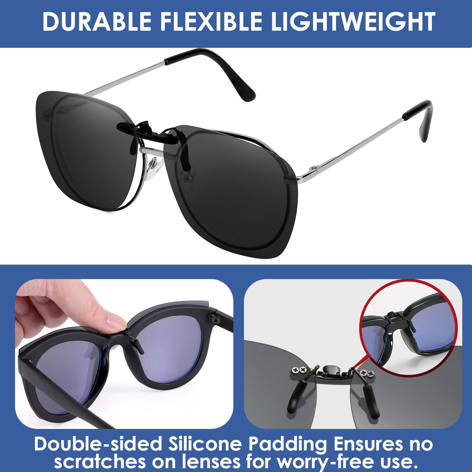 Snapklik.com : Xfeel Clip On Sunglasses Over Big Prescription Glasses For Women Men Polarized ...