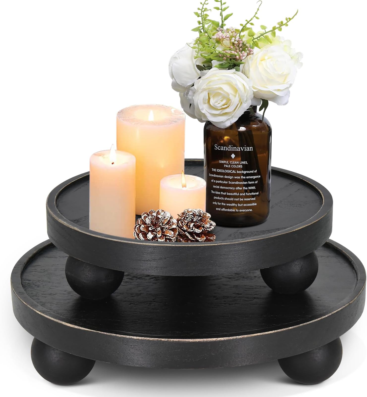 Amazon.com: Sishynio Set of 3 Wood Pedestal Risers for Decor - Round ...