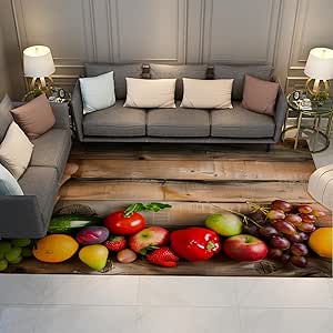 Amazon.com: Comfort Kitchen Rugs Fresh Vegetables Fruits Pattern Area ...