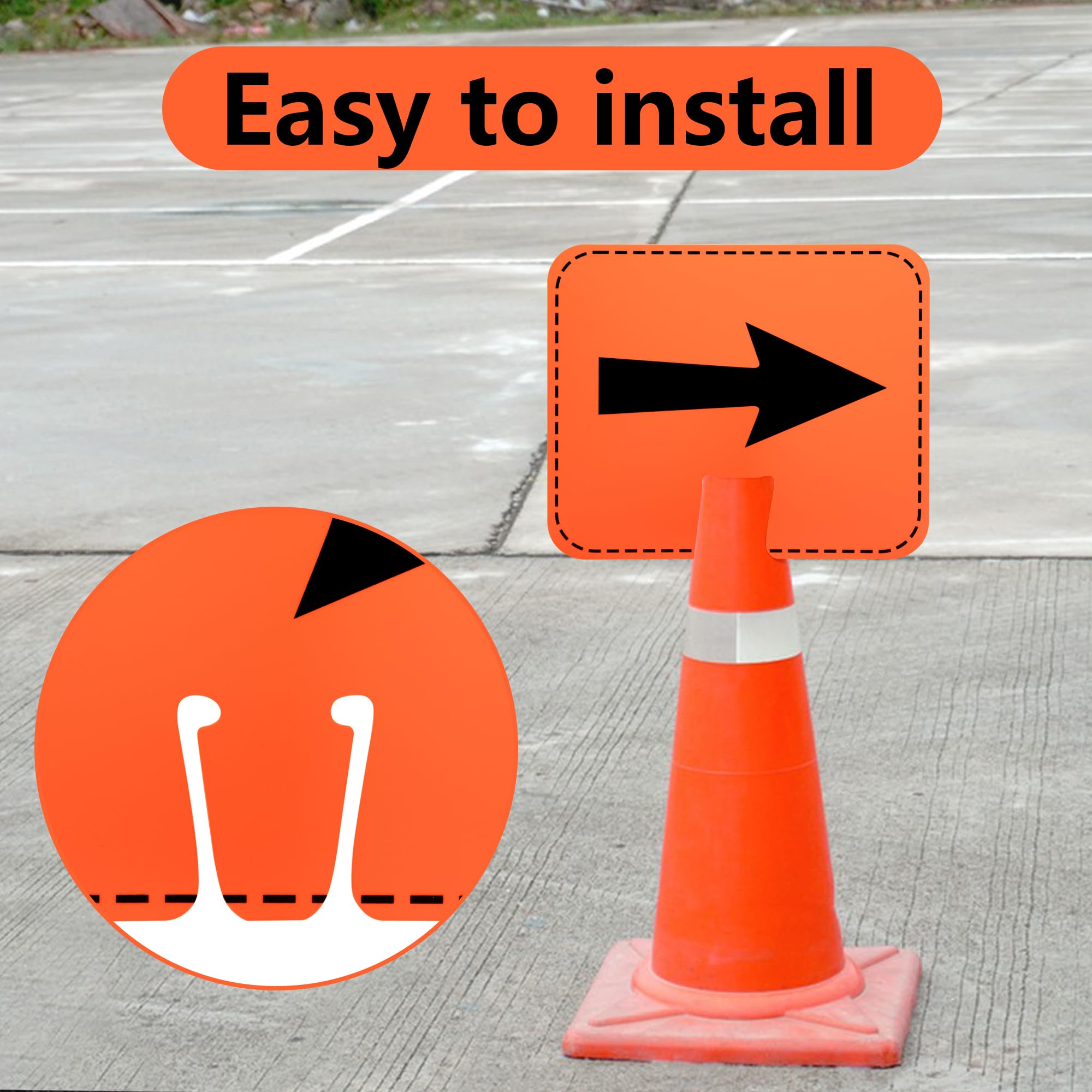 Snapklik.com : 8 Pcs Traffic Cone Arrow Signs, 12.5" X 10.4" Reversible ...