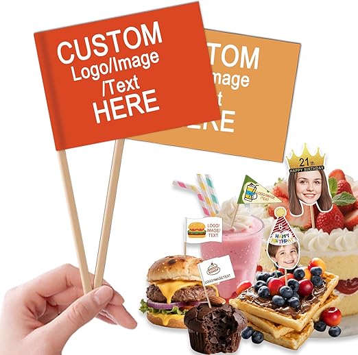 Amazon.com: 100pcs Custom Toothpick Flags for Food Personalized Cupcake ...