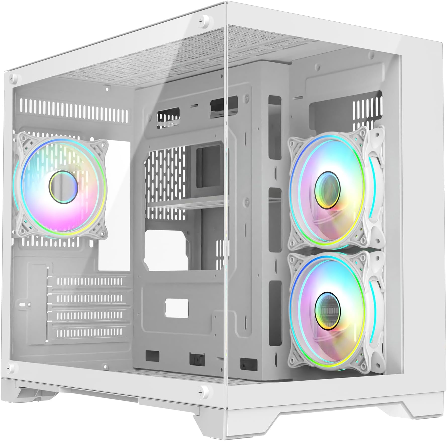 CiT Concept White Dual Tempered Glass Panelling Micro-ATX PC Gaming ...