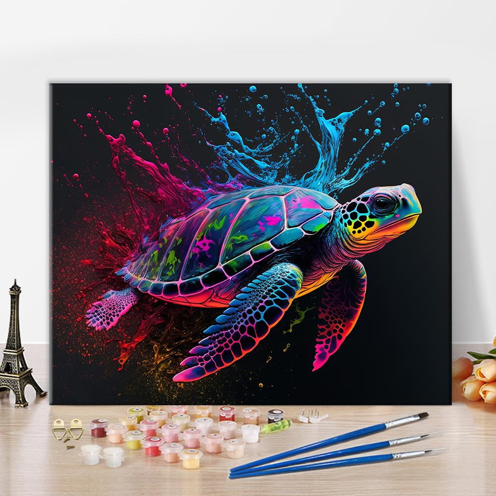 TISHIRON Sea Turtle Paint by Numbers for Adults Beginner and Kids ...