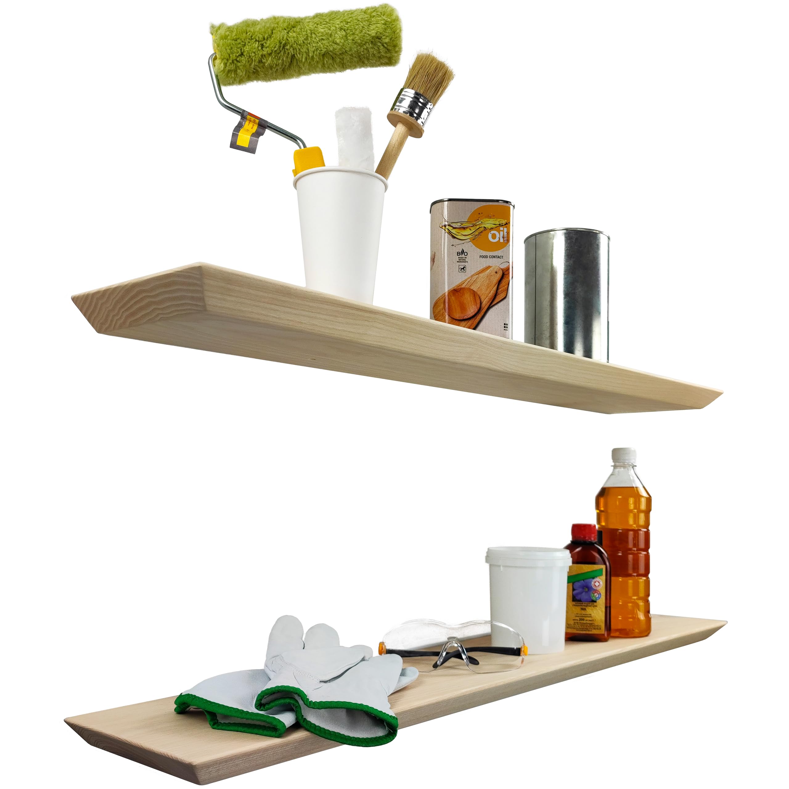 Amazon.com: Wood Wedge Floating Shelves Set of 2, Ash Wood Hanging ...