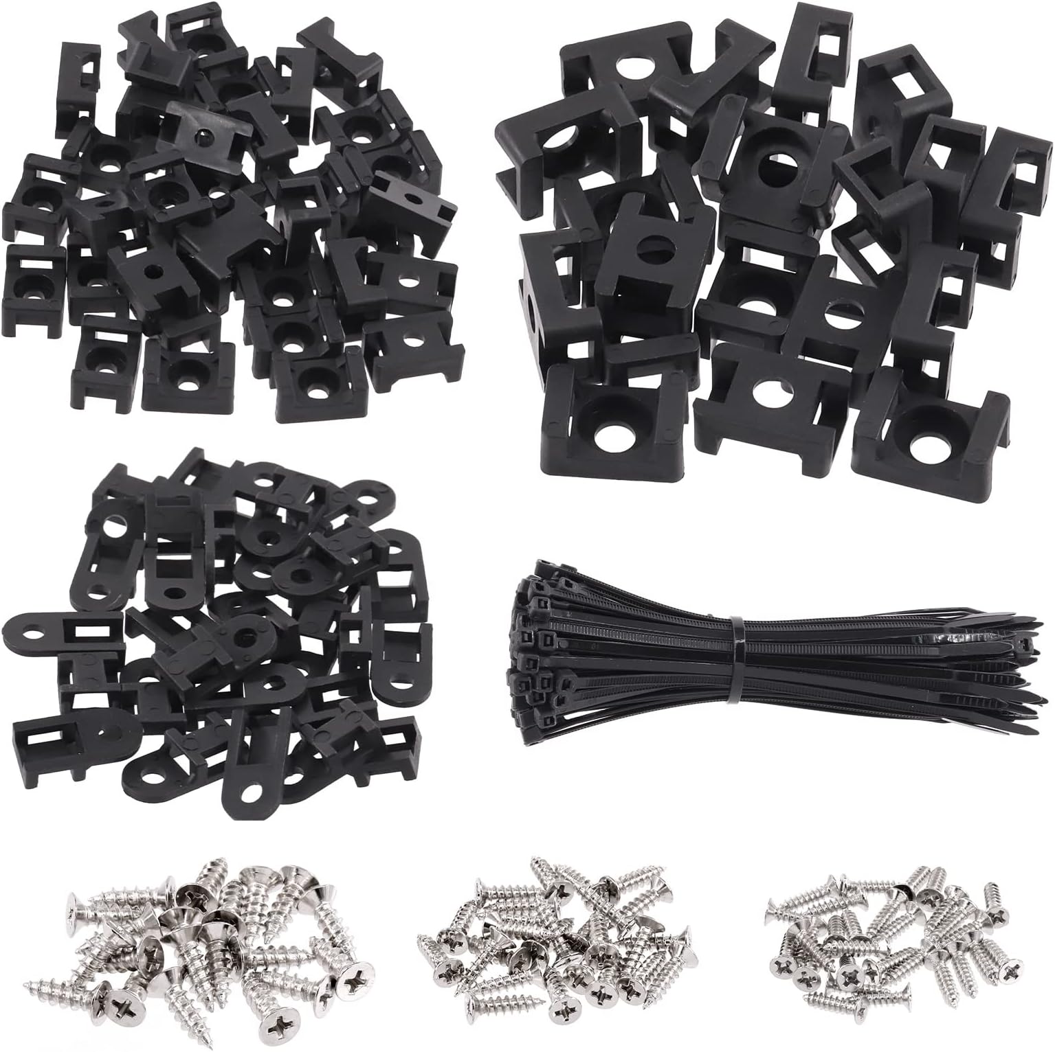Amazon.com: Glarks 360Pcs Black Cable Tie Base and Cable Zip Ties with ...