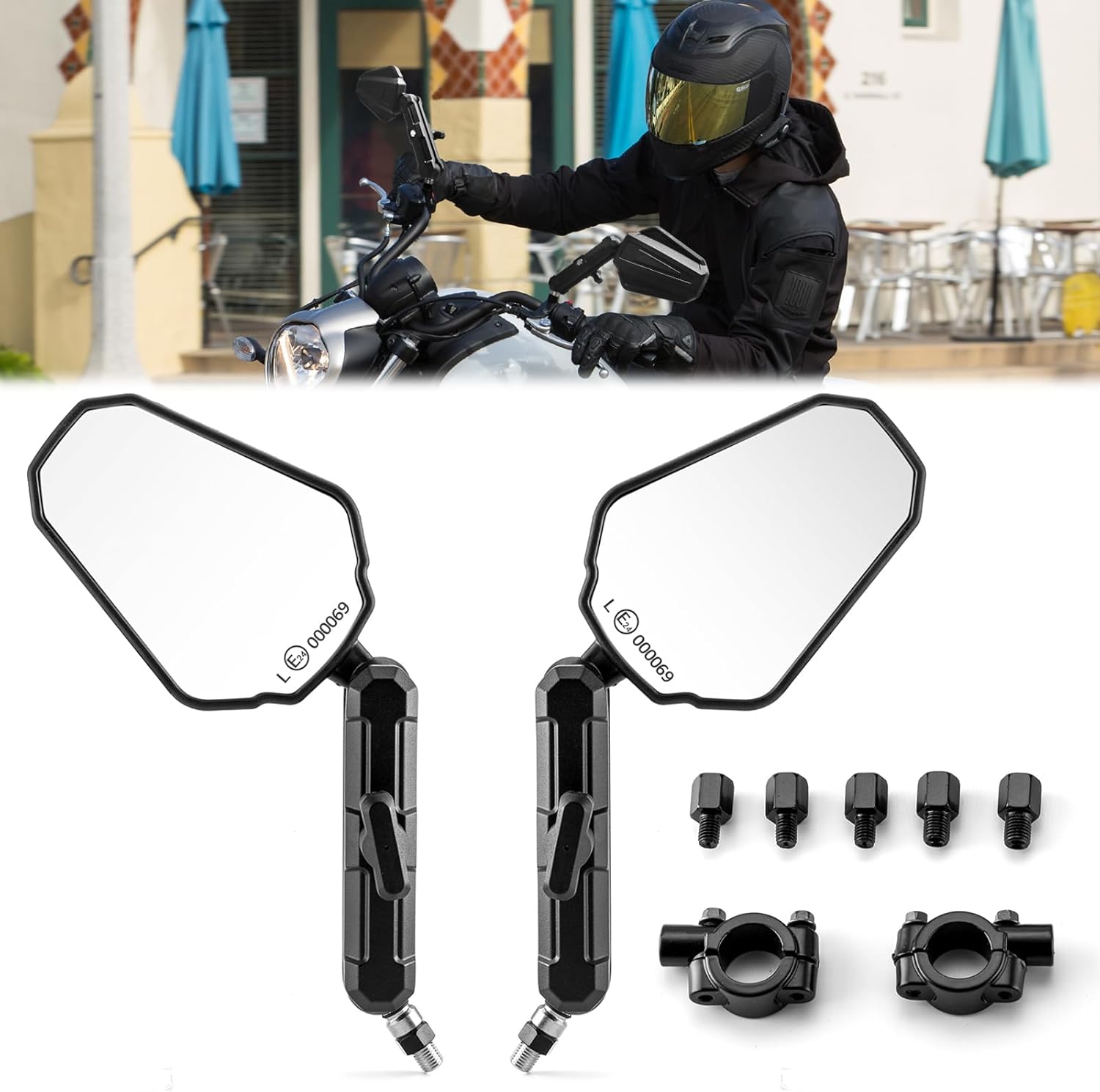 Amazon.com: Wsays Adventure Mirrors Motorcycle Rear View Mirrors 8MM ...