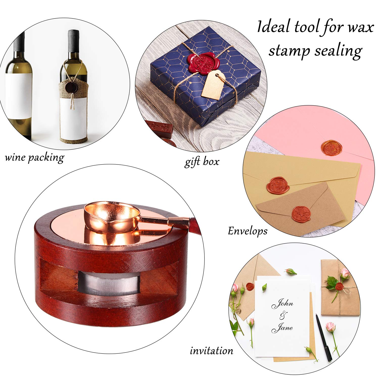 Wax Seal Kit 1 Set Sealing Stamp Wax Seal Warmer Melting Spoon & Stove ...