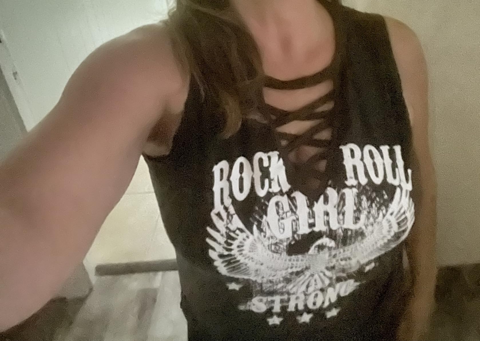 Wasted On You Steer Skull Criss-Cross Hollow Out Tank Tops Women ...