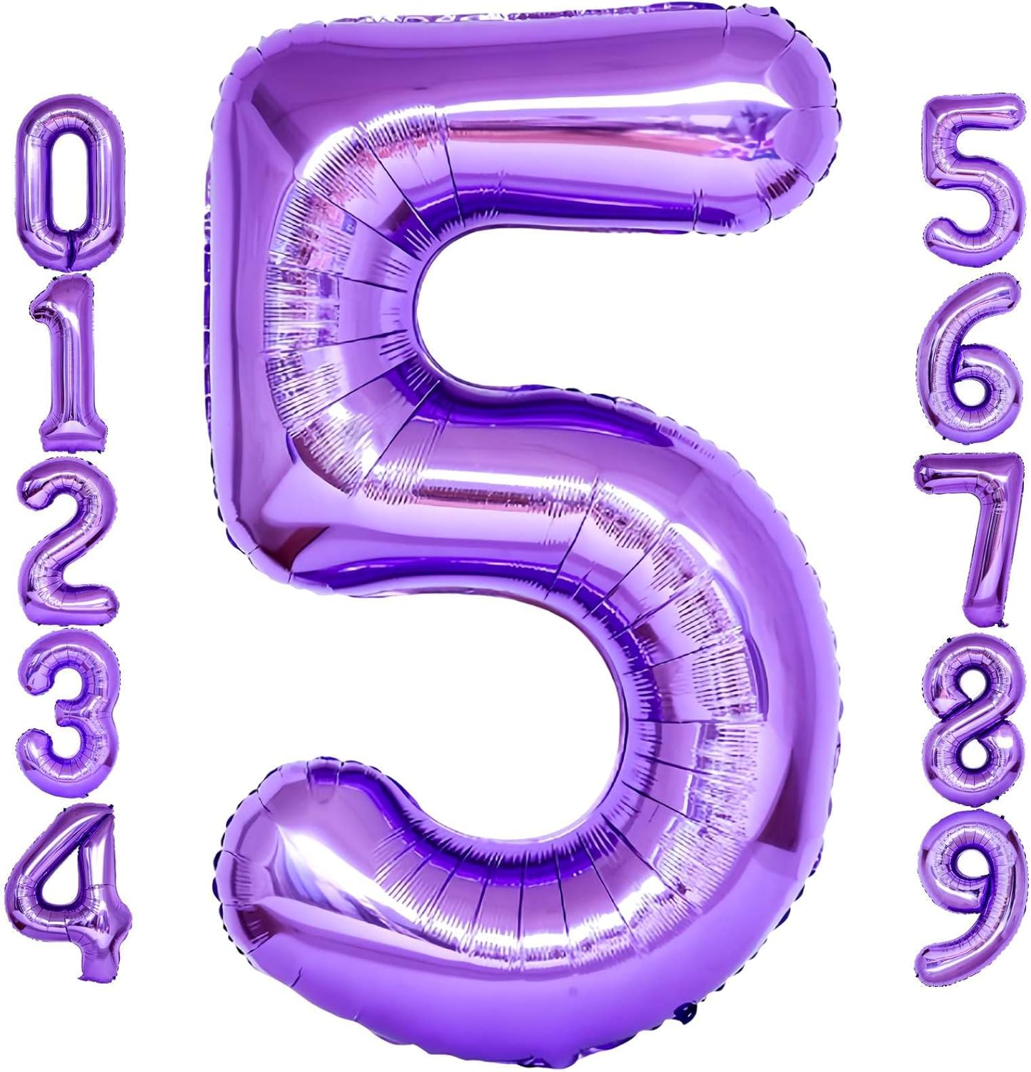 Amazon.com: Purple Number 5 Balloons, 40 Inch Giant Number Balloons ...